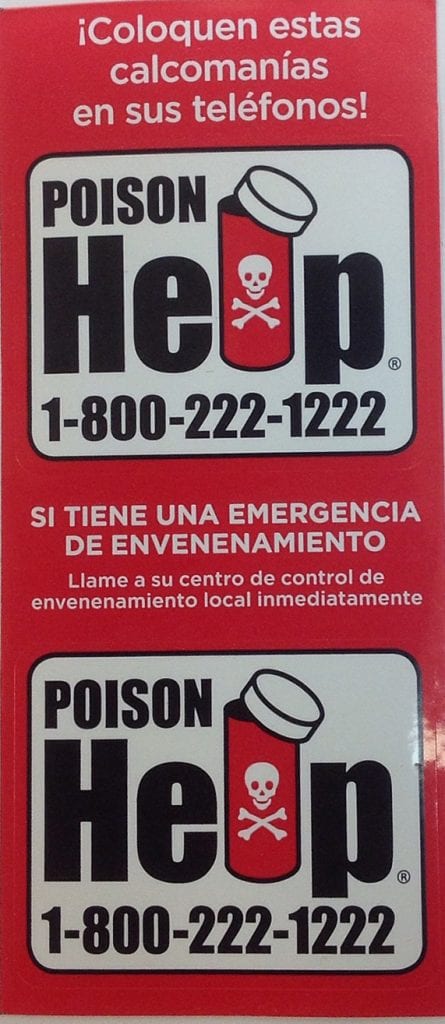 Poison Help Sticker (Spanish) - NJ Poison Control Center