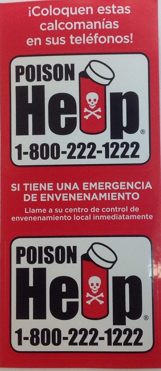 Poison Help Sticker (Spanish) - NJ Poison Control Center