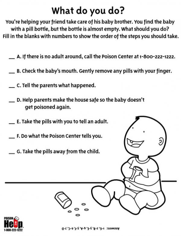 Poison Prevention Education Worksheets
